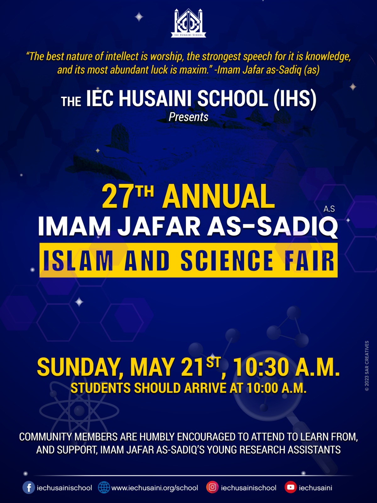 IHS 27TH Annual Imam Jafar e Sadiq A.S. Islam and Science Fair – IEC ...