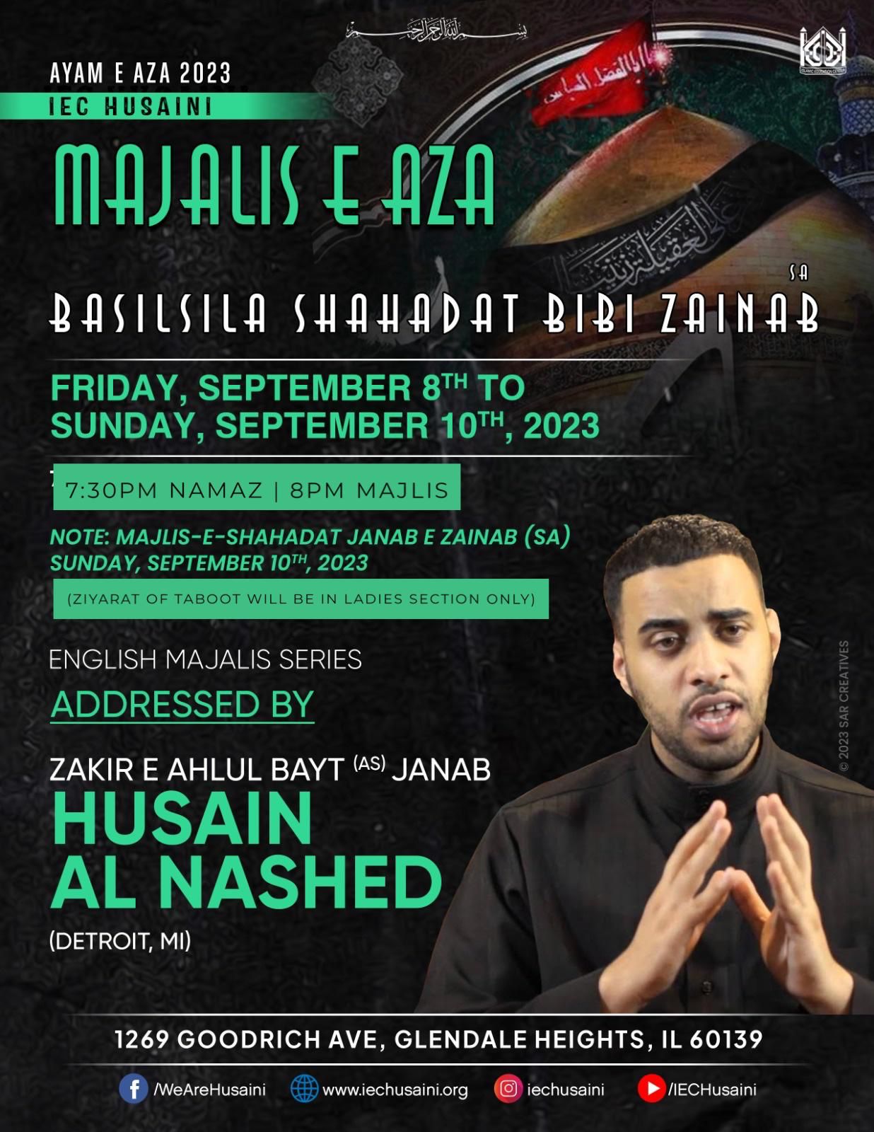 Majlis a Aza Basilsila Shahadat Bibi Zainab a.s. – Zakir e Ahlulbayt a.s. Janab Husain Al Nashed ...